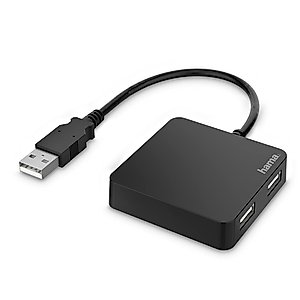 Hama USB Hub, 4 Ports, USB 2.0, 480 Gbps, Black, 00200121