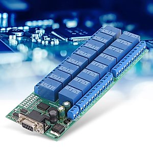 Jeanoko RS232 DB9 Female Interface 16-Channel Relay Board Serial Port Smart Module 8 Working Modes Relay Module for Automation Control