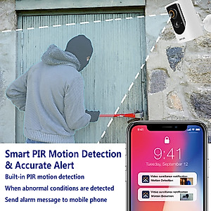 1080P Battery Home Security Camera System, Wire-Free Outdoor Security Camera System, Security Camera Outdoor Wireless WiFi, IP65 Waterproof, HD Night Vision，2-Way Audio(for iOS and Android) (White)