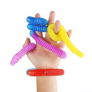 Pop Multi-Color Mini Stretch Tubes Sensory Toy for Toddler Kids Learning Toys - 6 Pack