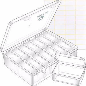 15 Pieces Bead Organizer Boxes, Medium Clear Plastic Storage Container with Labels, Large Craft Case Ideal for Big Beads Jewelry Making Supplies DIY Bracelets Screws Seeds Mini Tools and Small Parts