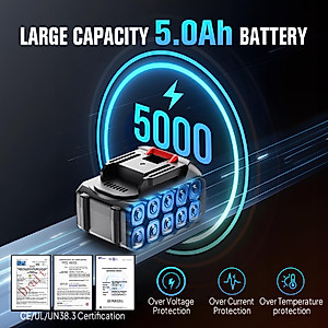 Seesii Cordless Hand Planer with 5.0Ah Battery, Adjustable 1/8-Inch Depth, Brushless Motor – Powerful Electric Hand Planer for Wood