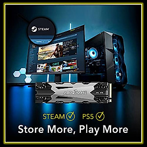 Addlink Addgame PS5 Compatible A95 2TB 7200 MB/s Read Speed Internal Solid State Drive - M.2 2280 PCIe NVMe Gen4X4 3D TLC NAND SSD with Heatsink (ad2TBA95M2P)