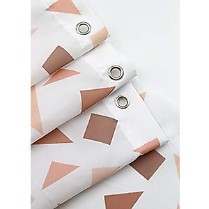 SUMGAR Mothers Day Shower Curtain Pink Love Rose Gold Shower Curtains for Bathroom, Cute Elegant Girl Bath Stall Decoration Geometric Shower Curtains Set with Hooks, 72 x 72 inch