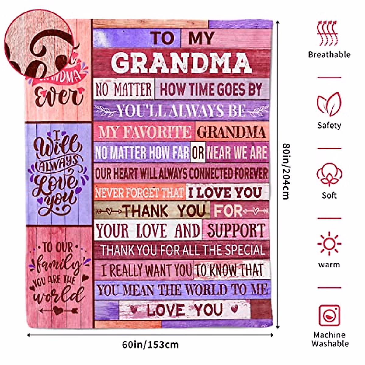 Grandma Gifts Throw Blanket Best Birthday Gifts for Grandma Nana Gifts from Grandchildren Granddaughter Blanket Grandmother (Grandma Gifts, 80"X60")…