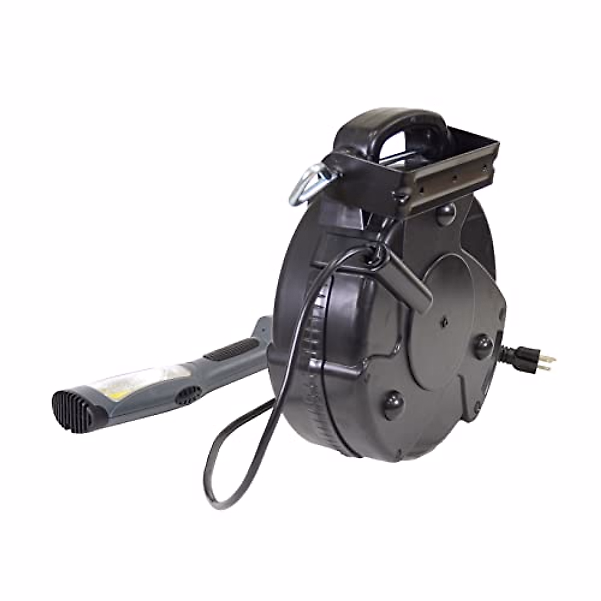 Alert ProReel 8150MM Retractable Cord Reel w/LED Work Light | 50' - 16/3 SJTOW Task Light Cord | 14W LED Shop Light Provides 1500 Lumens | Grounded Outlet with On/Off Handle Switch