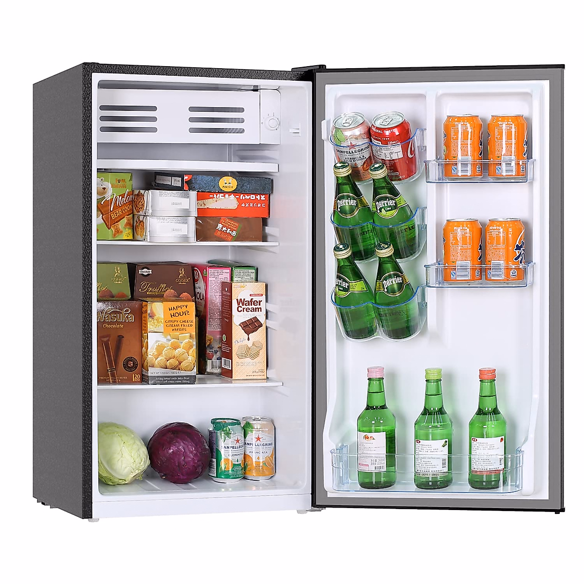 Frestec 3.2 Cu.Ft. Small Refrigerator with Freezer, Mini Fridge for Bedroom, Mini Dorm Refrigerator, One-Touch Defrosting System, Energy Saving, for Office, Home, Apartment (Black)