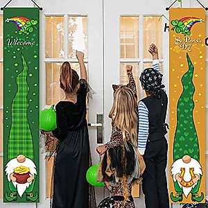 Viajero St. Patricks Day Decorations Banners Gnome Shamrock Welcome Hanging Signs