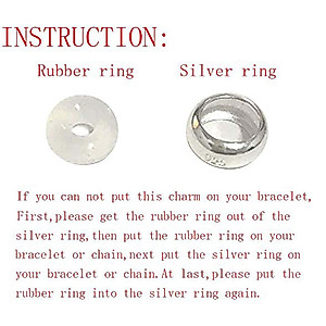 Clip Stopper Charms Sterling Silver Rondelle Spacer Bead Charm Stopper Charm for Pandora Charm Bracelets (Silver (6 pcs))