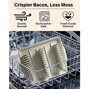 Emson Bacon Wave TRTAZ11A, Microwave Bacon Cooker, New, 9.96" x 8.03" x 0.37" (Length x Width x Height), White