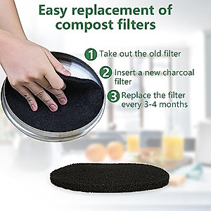 Oungy 24 PCS 6.3 Inch Charcoal Filters for Compost Bucket, Compost Filters for Countertop Bin, Kitchen Compost Bin Countertop Charcoal Filter, Compost Bin Filters Charcoal, 0.4" Thickness