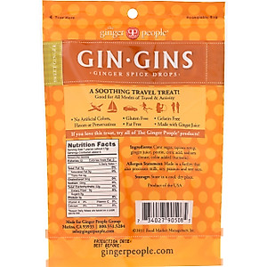 GIN GINS Spice Drops Ginger Candy by The Ginger People – Anti-Nausea and Digestion Aid, Individually Wrapped Healthy Candy – 3.5 oz Bags - Pack of 1