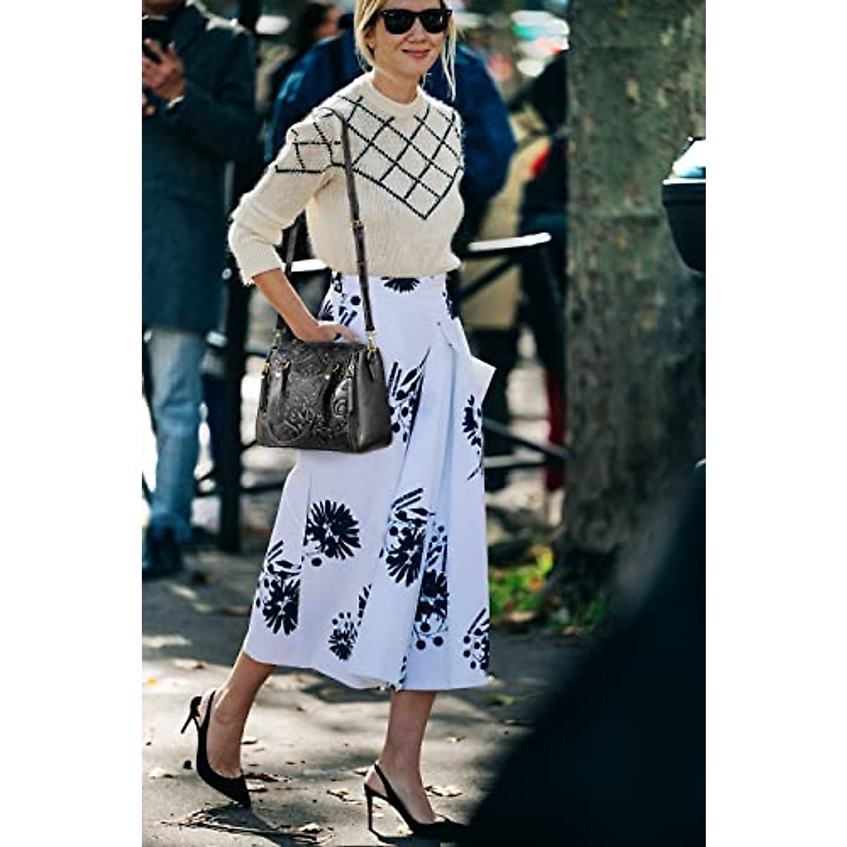 Purse and Handbags for Women Leather Shoulder Hand Bags Tote Handle Medium Satchel Vintage Embossing Rose (Black)