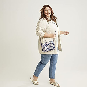 Vera Bradley Women's Cotton Little Hipster Crossbody Purse With RFID Protection, True Black, One Size