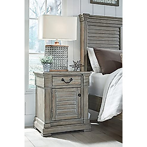 Signature Design by Ashley Moreshire Casual 1 Drawer and 1 Storage Cabinet Night Stand, Gray