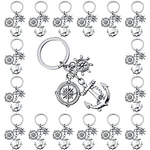 PHAETON 20PCS Anchor Keychains Ocean Themed Party Favor Wedding Favors Earth Travel Jewelry Gift For Man
