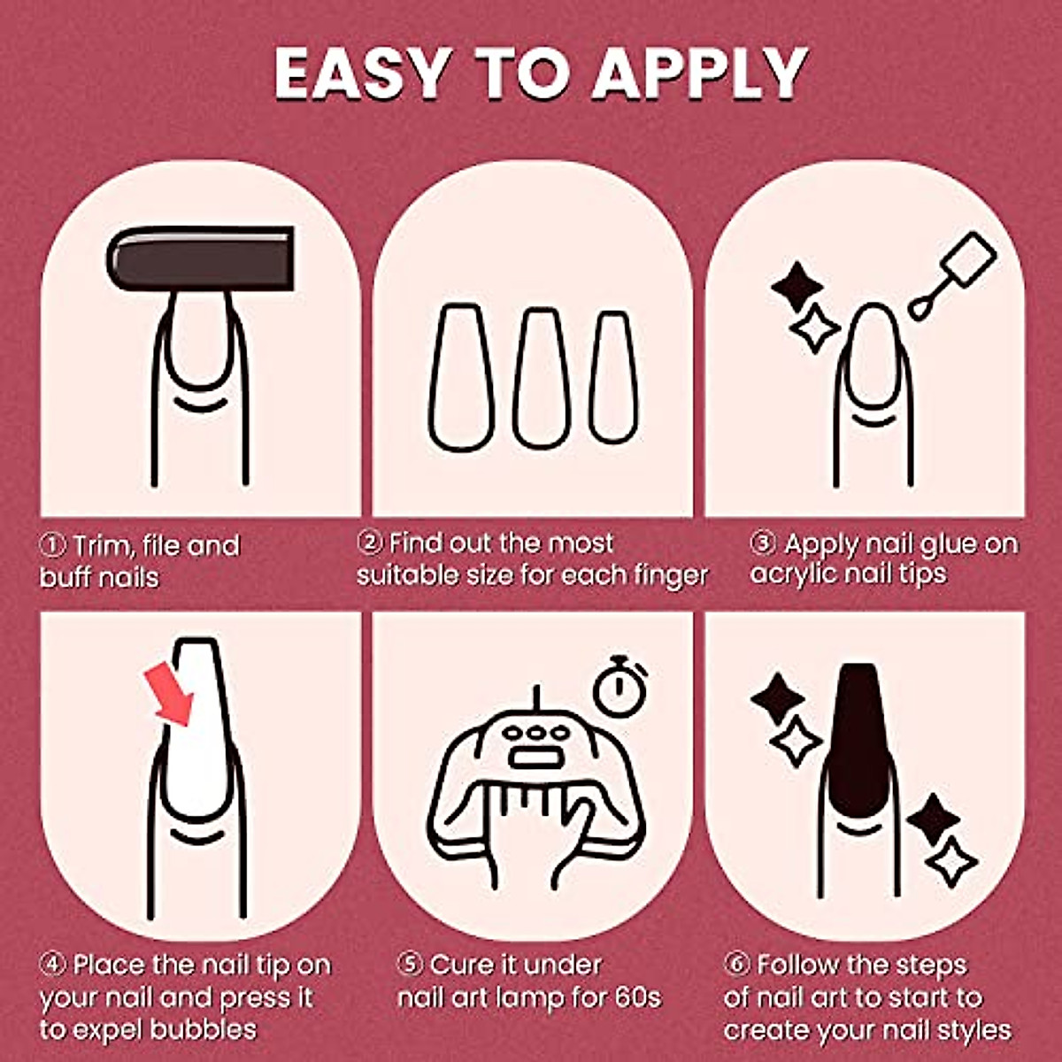 Nail Tips for Acrylic Nails 500 PCS - Clear Coffin Nails Tips Full Cover Professional Fake False Nails Extension Tips with Box for Nail Art