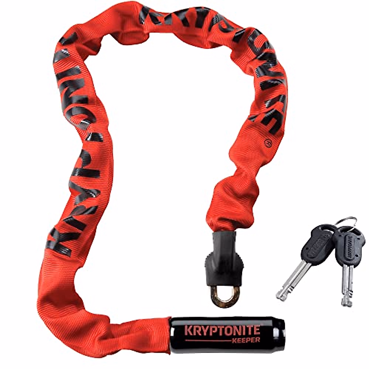 Kryptonite Keeper 785 Bike Chain Lock, 2.8 Feet Long Heavy Duty Anti-Theft Bicycle Chain Lock with Keys for Bike, Motorcycle, Scooter, Bicycle, Door, Gate, Fence,Red, 32 Inch