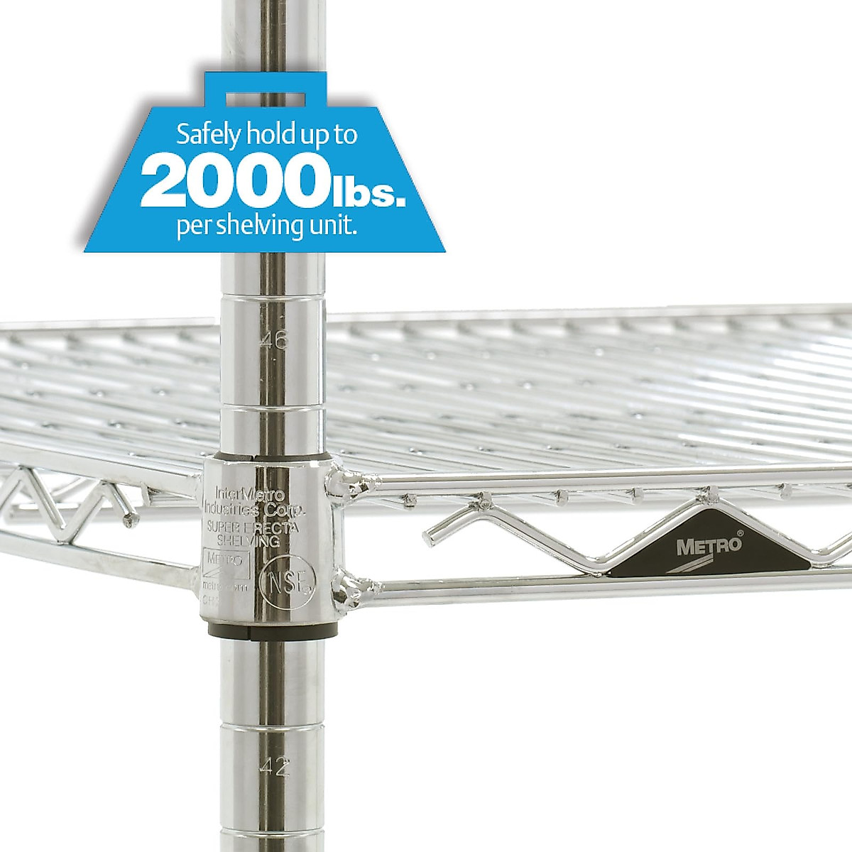 Metro EZ1848NC-4 Super Erecta Industrial Wire Shelving 4-Shelf Convenience Pak, Chrome, 18" x 48" x 74.5"