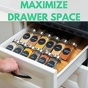 Green Stand Market - Spice Drawer Organizer Insert - Drawer Spice Rack Organizer - Fits 4" Deep Drawers - 13" Wide - Holds 20 to 30 Jars - 4-Tier Spice Organizer - Organization for Deep Drawers -