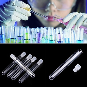 50Pcs Clear Plastic Test Tubes with Rack,16x100mm(10ml) Test Tube with Caps and 50 Holes Tubes Rack for Scientific Experiments,Party,Decorate The House,Candy Storage