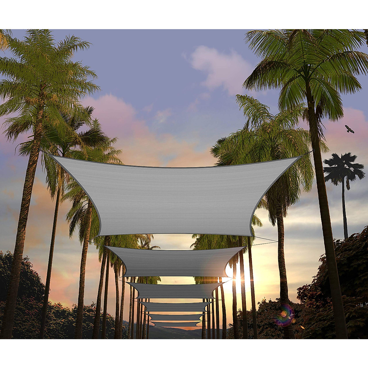 Amgo 16' x 20' Grey Rectangle Sun Shade Sail Canopy Awning UPF50+ AGTAPR1620, 95% UV Blockage, Water & Air Permeable, Commercial and Residential, 3 Years Warranty (We Make Custom Size)