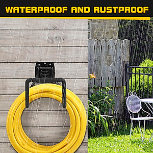 QMSK Water Garden Hose Holder, Metal Wall Mounted Water Hose Reel for Outside, Durable Hook Stand for Garden Hose Storage, Water Hose, Extension Cords, Flexable Hose Use (2Pack)
