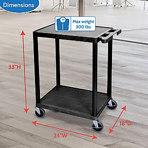 Luxor Multipurpose Utility Cart with 2 Shelf - Black