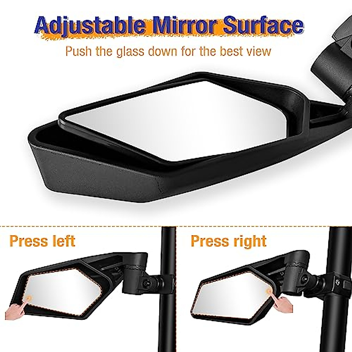 UTV Side Mirrors for 1.5"-2" Roll Bar Cage, UTV Rear View Side Mirrors w/Adjustable & Folding Design, Compatible with Polaris RZR, Can Am Maverick, Honda Pioneer, Kawasaki Teryx Mule Rhino YXZ