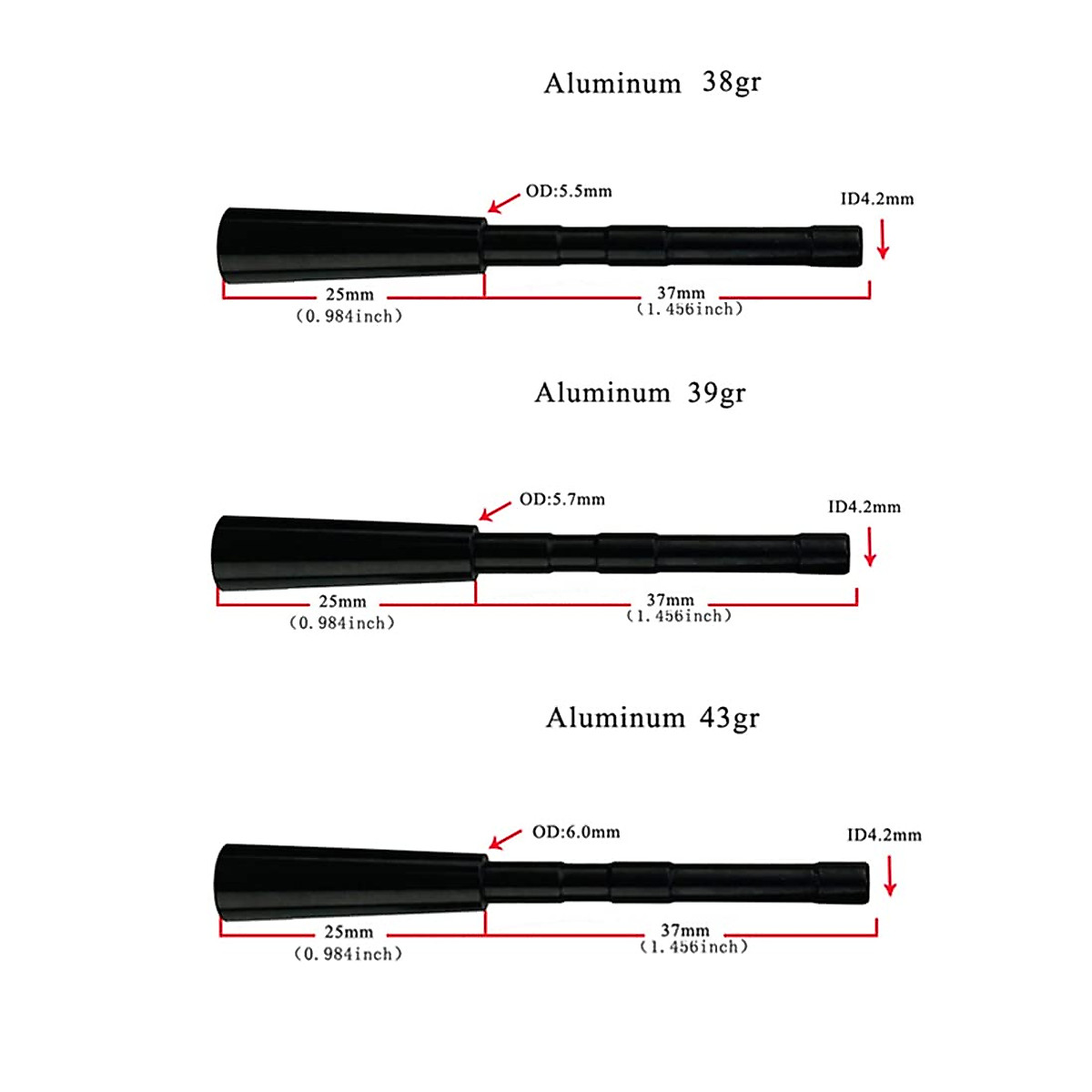 Arrow Insert Adapter Connect Broadheads Arrow Points for ID4.2mm Shaft Recurve Compound Bow Hunting Archery (Aluminum 38gr)