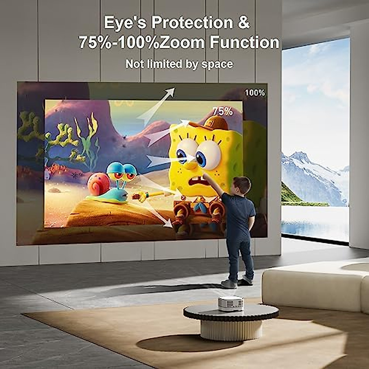 【Battery Powered】Outdoor Projector with WiFi and Bluetooth 1080P: 480 ...