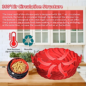 2Pcs Air Fryer Silicone Pot - 8.5 Inch Air Fryer Silicone Liners Round Food Safe Non Stick Air Fryer Basket Oven Accessories,Reusable Replacement of Flammable Parchment Liner Paper Fits 5QT Air Fryer
