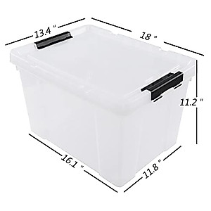 Afromy 4-Pack 35 Quart Plastic Storage Bins with Lid, Latching Stackable Utility Tote, Clear