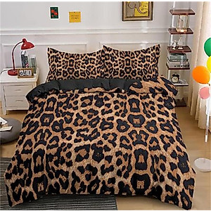 StarBlue-HGS Animal Leopard Print Cheetah Duvet Cover Set Mottled Pattern Jaguar Leopard Quilt Cover Twin Queen King Bedding Set Pillowcase Comforter Cover (King (U.S. Standard))