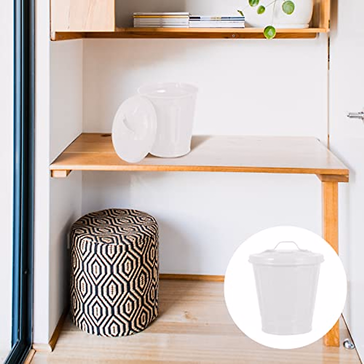 ULTECHNOVO Garbage Container Bin Tabletop Trash can with lid Desktop Plastic Garbage bin Pen Pencil Holder Maker Organizer Cup Makeup Brush Storage Small Flower Pot Planter Small Waste Basket