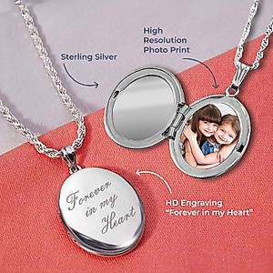PicturesOnGold.com Sterling Silver Oval Forever in My Heart Locket with 18 Inch Chain