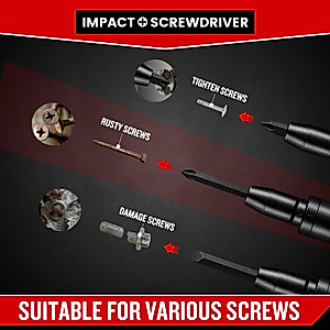 Upenjok 1/2" Manual Hand Impact Driver Set Extractor, 10 PCS Impact Screwdriver, S2 Steel Much More Durable, Disengage Rusted Fasteners or Frozen Bolts