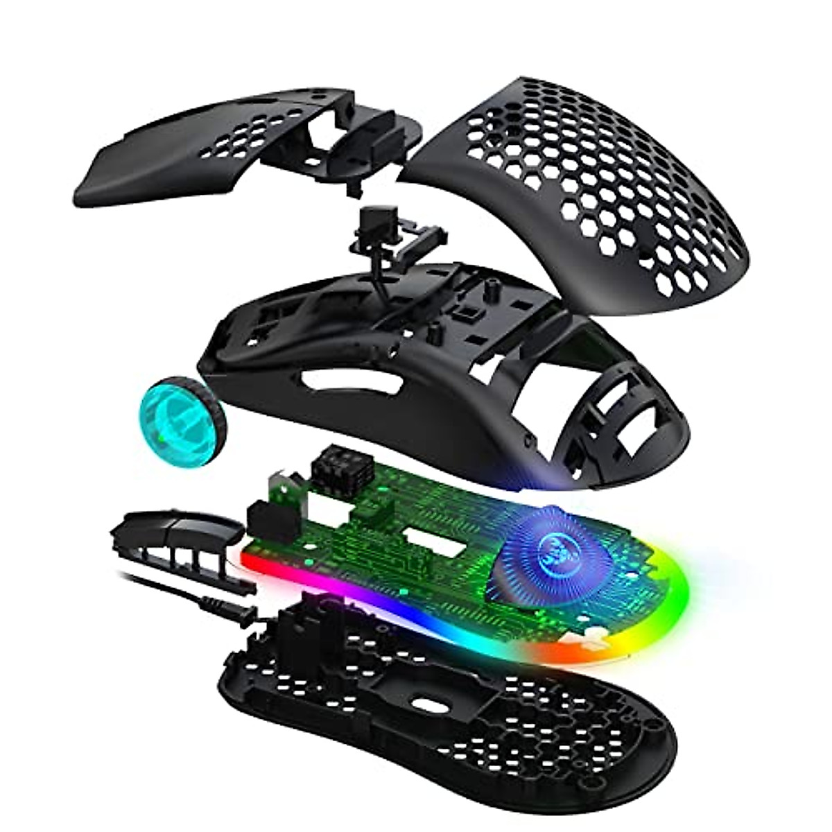 Ruiqas Optical Mouse 6 Buttons Macro Programmable Ergonomic Wired Gaming Mouse with RGB Light 6400DPI for Desktop PC Computer