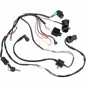 DKIIGAME Electric Start Engine Wiring Harness Coil CDI Solenoid Relay for50cc 70cc 110cc 125cc 4 Stroke ATV Pit Quad Dirt Bike Go Kart Scooter Buggy