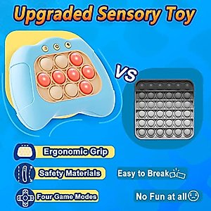 Quick Push Light Up Pop Game Fidget Toys for Adults and Kids | Puzzle Game Machine | Squeeze Poppet Sensory Push Pop Bubble Toy | Relief Party Favors Puzzle Game Fidget Console (Light Blue)
