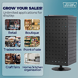 Storage Standard Metal Spinning Peg Board Displays - 17" Earring Display Stand for Retail & Shows, Black Jewelry Stands - 4-Sided Craft Keychain Rack Necklace Holder