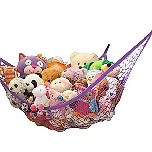 MiniOwls Toy Hammock Organizer for Stuffed Animals Perfect Storage Idea for Teddies and Dolls. Simple but Strong Solution to Display Children’s Plushies (Purple, Large)