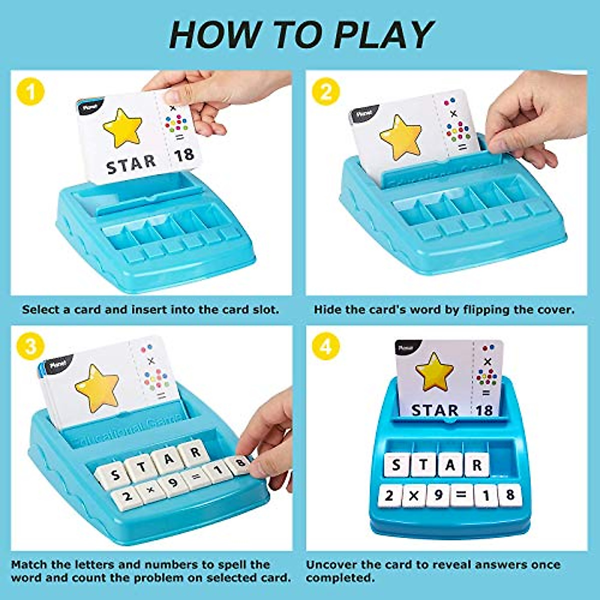 Pup Go Match Letter Game, Spelling Word Games, Educational Early Learning Toys for Age 3 4 5 6 7 8 Year Old Kids, Preschool Toys Board Game Gifts for Boys Girls (Light Blue)