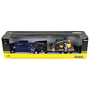 ERTL 1/32 Big Farm Ram 3500 Dually Quad Cab with Lowboy and New Holland L230 Skid Steer 47269