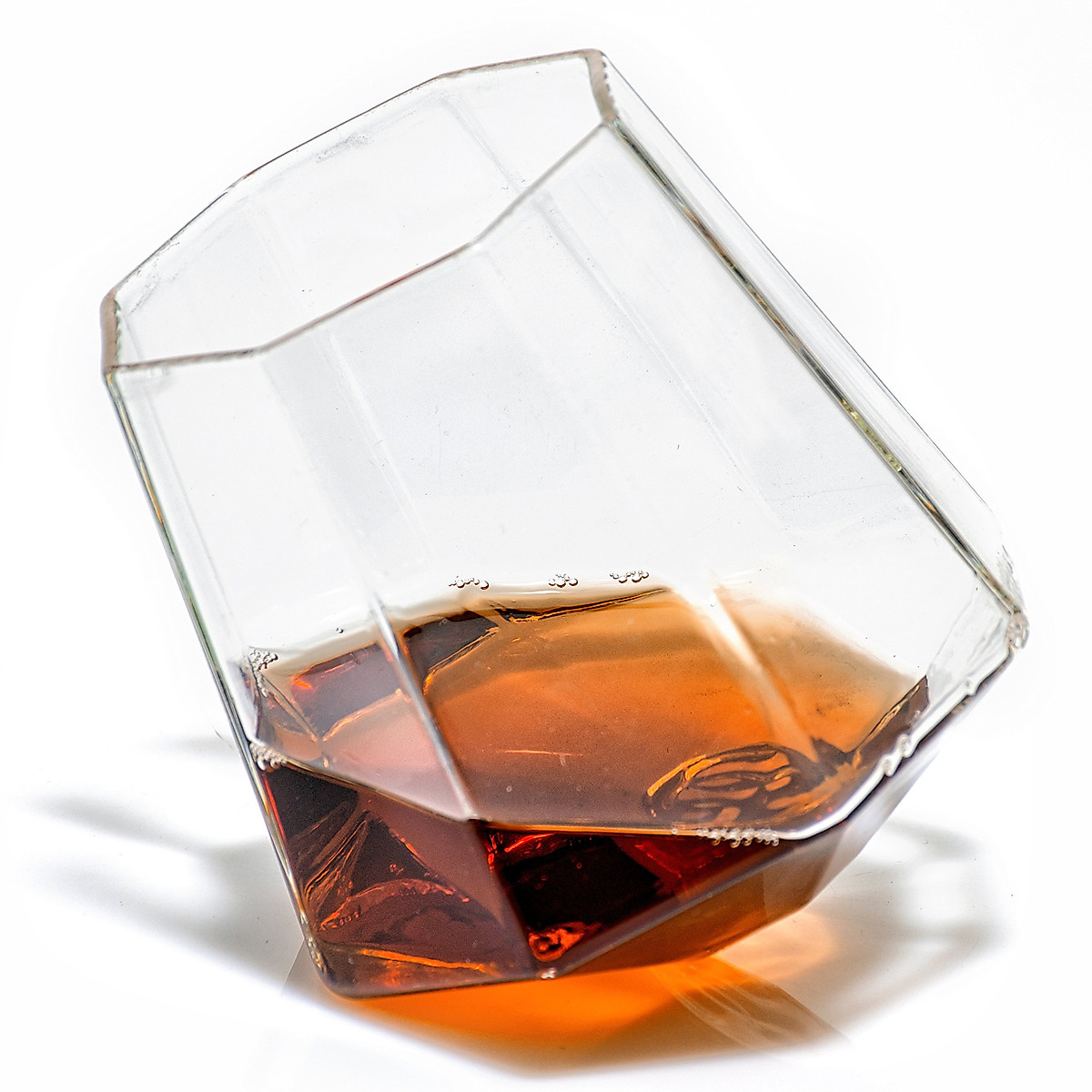 Prestige Decanters Diamond Whiskey Glasses - Rocks Glass for Rum, Tequila, Scotch Glasses - Whiskey Gifts - 10oz Cocktail, Lowball, Old Fashioned Glass (Set of 2) Unique Bar Decor & Bourbon Gifts