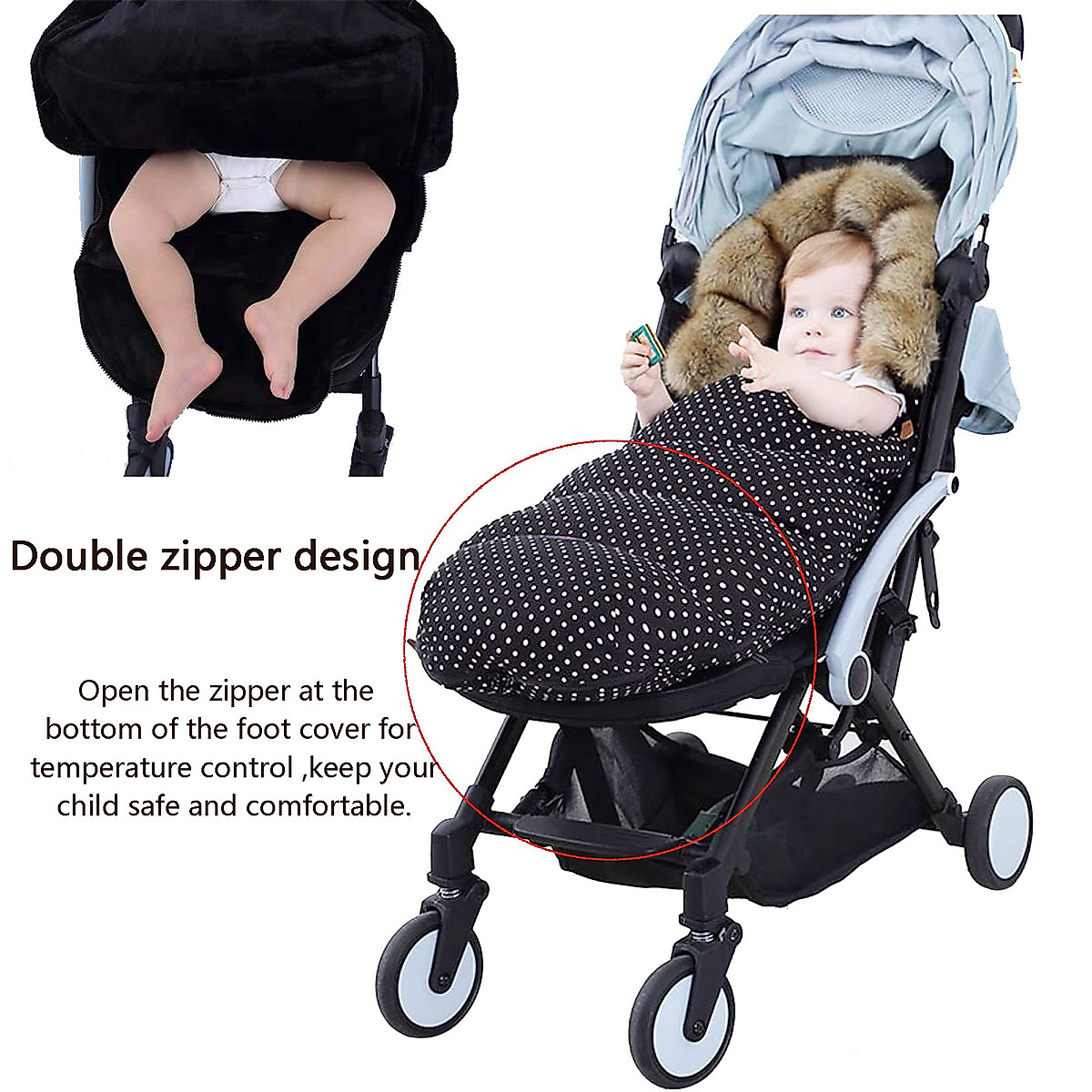 Baby Sleeping Bag Winter Keep Warm Baby Stroller Bunting Bags for 0-3 Year-old Universal Baby Stroller Sleeping Bag Footmuff Outdoor Thick Warm Infant Stroller Sleeping Blanket (Pink)