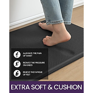 DEXI Kitchen Mat Cushioned Anti Fatigue, Non Slip Waterproof Comfort Standing Floor Rug for Kitchen, Office, Sink, Laundry, 39x20, Black