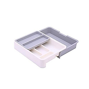 TJLSS Kitchen Drawer Organizer Plastic Storage Drawer Cutlery Tray for Drawers Divider Durable Utensil Multi Partition Safe Easy Clean ( Color : Gray )
