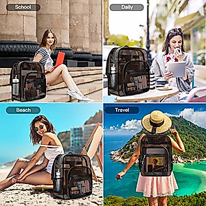 Clear Backpack, Large Backpack,Heavy Duty Sturdy Shape Transparent Backpack, Laptop backpack,See Through Backpacks for Work,Travel,Security,Festival(B-Black)