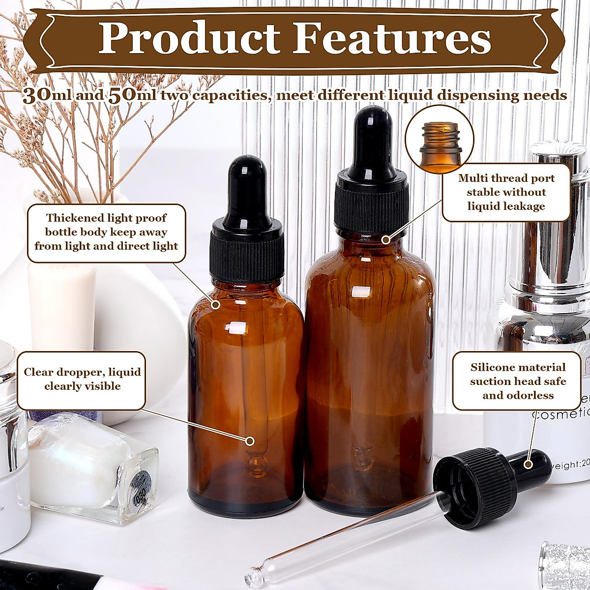 Sublaga Mini Spray Bottle, 24Pcs Spray Bottle & Essential Oil Bottle Kit with Dropper, Funnel, 4 Sheet Stickers, 2 Marker pen